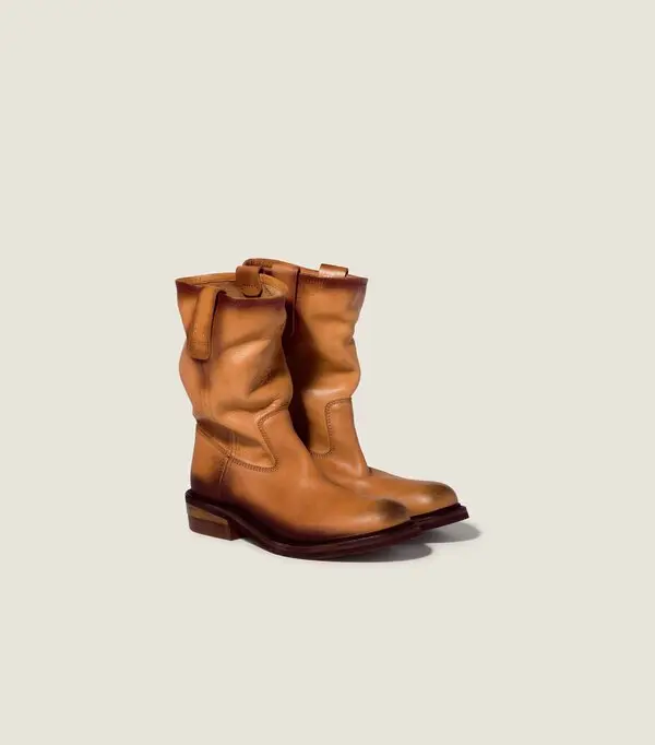 Miu Miu Leather Slouched Boots - Brown
