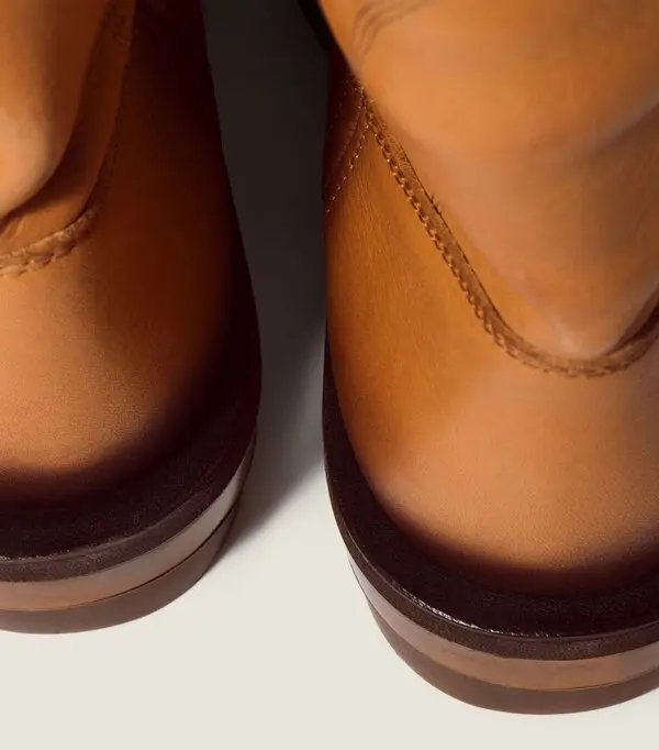 Miu Miu Leather Slouched Boots - Brown
