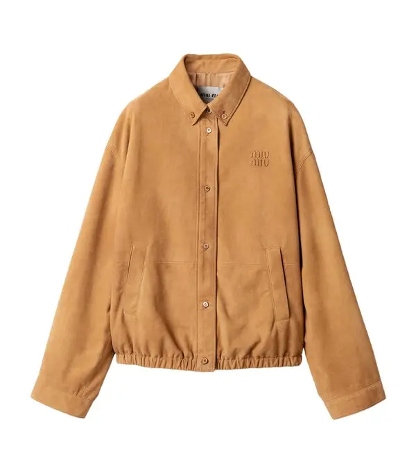 Miu Miu Waxed Suede Jacket - Neutral