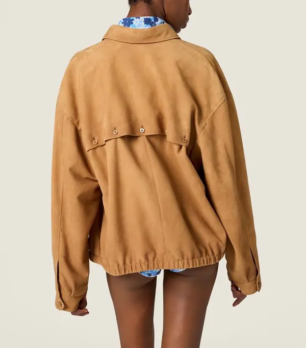 Miu Miu Waxed Suede Jacket - Neutral