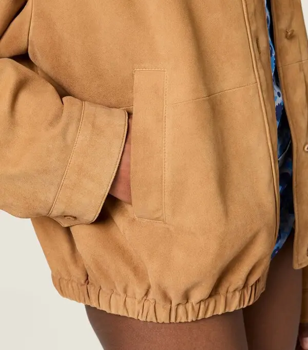 Miu Miu Waxed Suede Jacket - Neutral