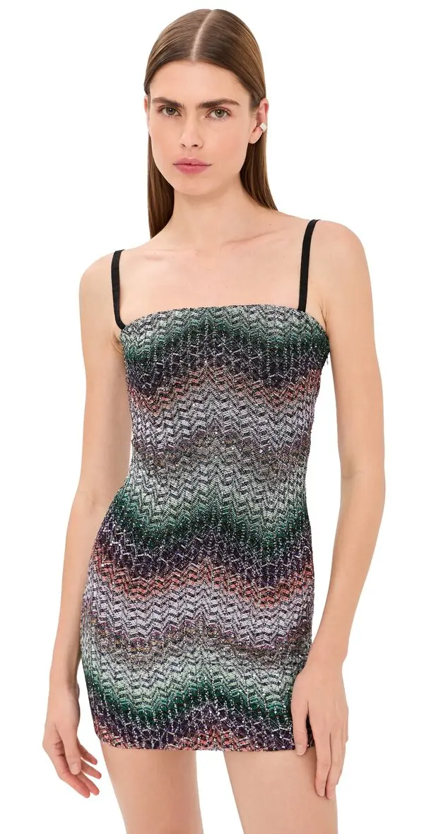 Missoni Sleeveless Mini Dress - Multi Black Orange Violet