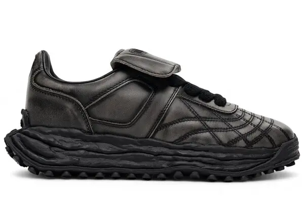 Mihara Yasuhiro Scott Og Sole Vintage Leather Effect Low Triplein - Black