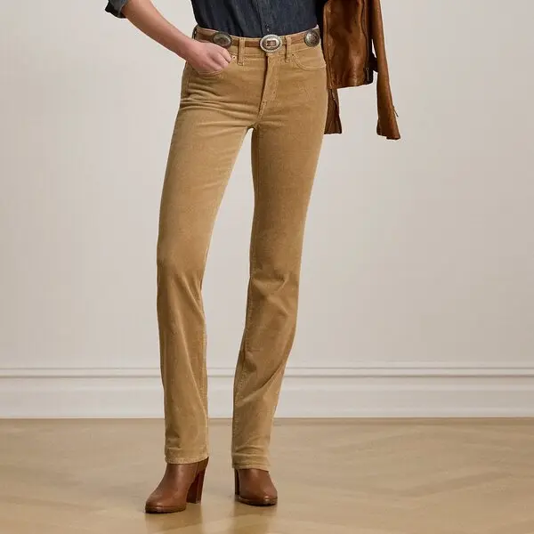 Ralph Lauren Stretch Corduroy Mid-rise Straight Pant - Classic Camel