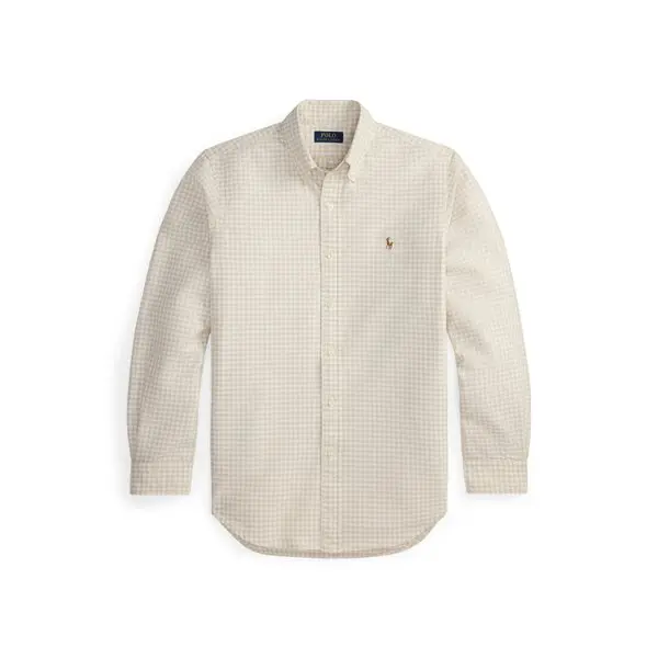 Ralph Lauren Classic Fit Gingham Oxford Shirt - Basic Sand White