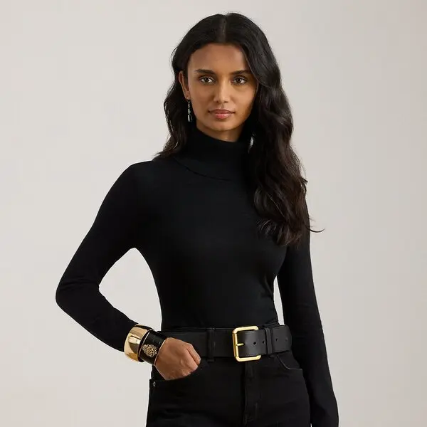 Ralph Lauren Silk-blend Turtleneck Sweater - Black