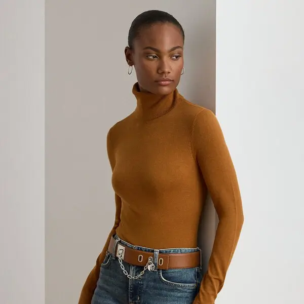 Ralph Lauren Silk-blend Turtleneck Sweater - Cinnamon Bark