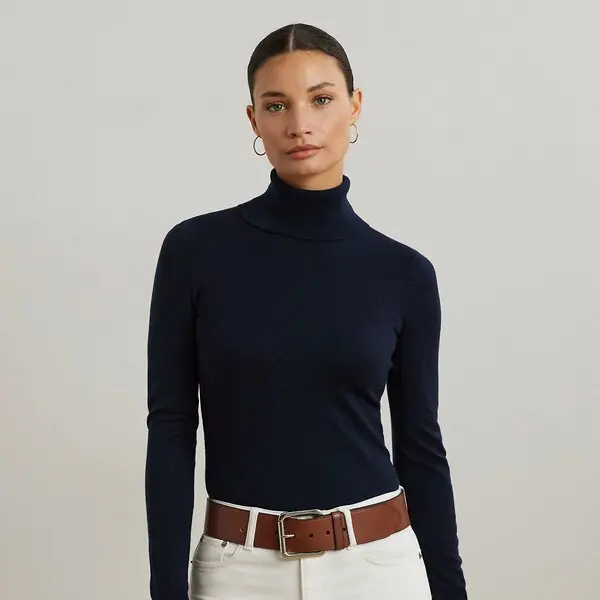 Ralph Lauren Silk-blend Turtleneck Sweater - Lauren Navy