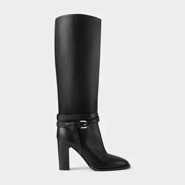 Ralph Lauren Donnely 90 Mm Calfskin Boot - Black