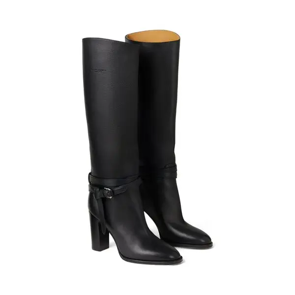 Ralph Lauren Donnely 90 Mm Calfskin Boots - Black