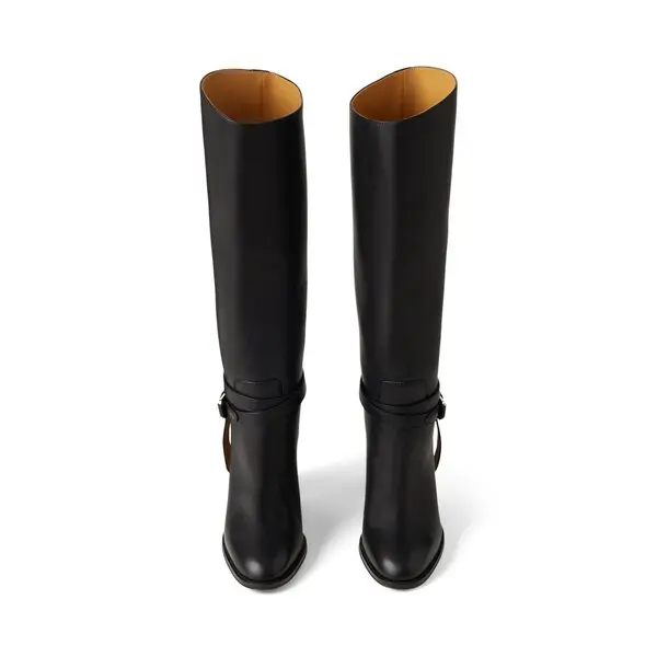 Ralph Lauren Donnely 90 Mm Calfskin Boots - Black