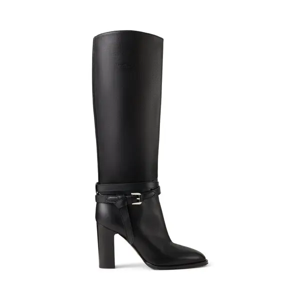 Ralph Lauren Donnely 90 Mm Calfskin Boots - Black