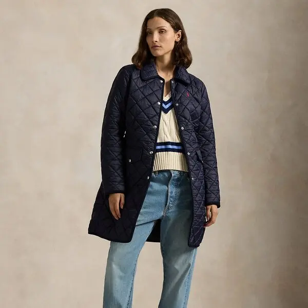 Ralph Lauren Water-repellent Quilted Coat - Crisp Navy