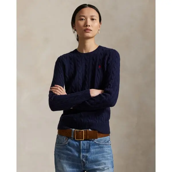 Ralph Lauren Cable-knit Wool-cashmere Crewneck Sweater - Hunter Navy