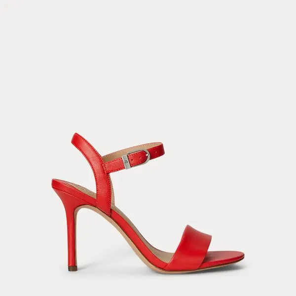 Ralph Lauren Gwen Nappa Leather Sandal - Bright Vermilion