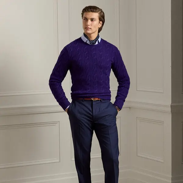 Ralph Lauren Gregory Hand-tailored Wool Serge Trouser - Classic Navy