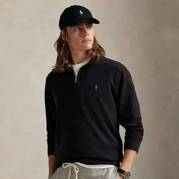 Ralph Lauren Luxury Jersey Quarter-zip Pullover - Polo Black