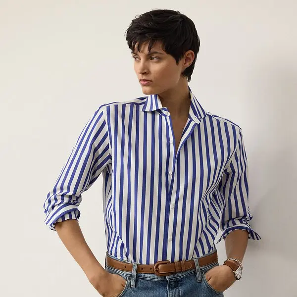 Ralph Lauren Capri Relaxed Fit Striped Shirt - White/classic Blue