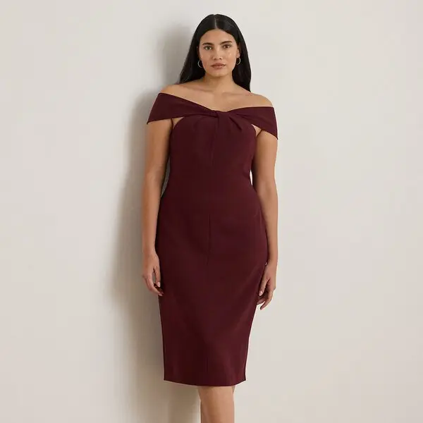 Ralph Lauren Twist-front Crepe Cocktail Dress - Dark Garnet