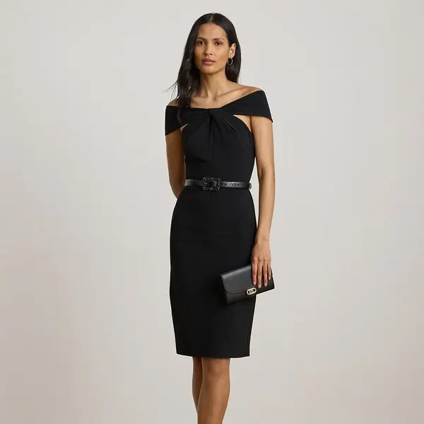 Ralph Lauren Twist-front Crepe Cocktail Dress - Black