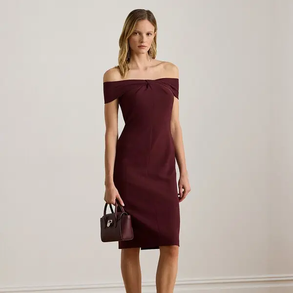 Ralph Lauren Twist-front Crepe Cocktail Dress - Dark Garnet