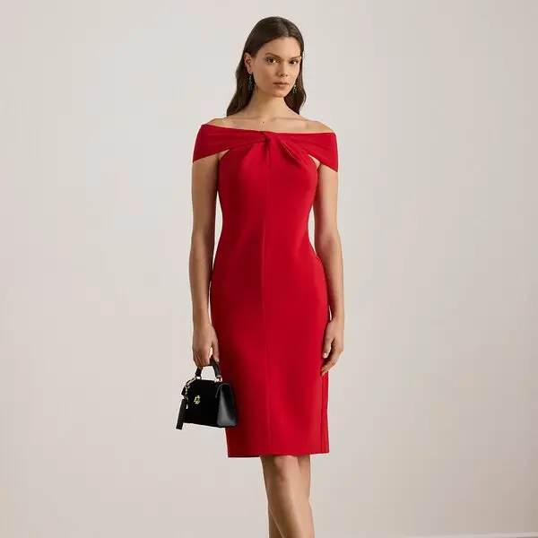 Ralph Lauren Twist-front Crepe Cocktail Dress - Ralph Red