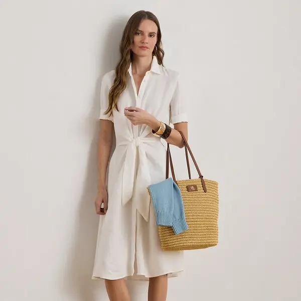 Ralph Lauren Tie-front Linen Shirtdress - White
