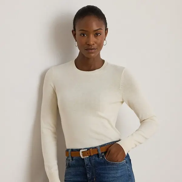 Ralph Lauren Cotton-blend Crewneck Sweater - Mascarpone Cream