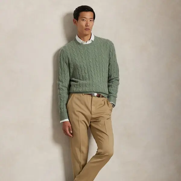 Ralph Lauren Slim Fit Wool Twill Trousers - Tan