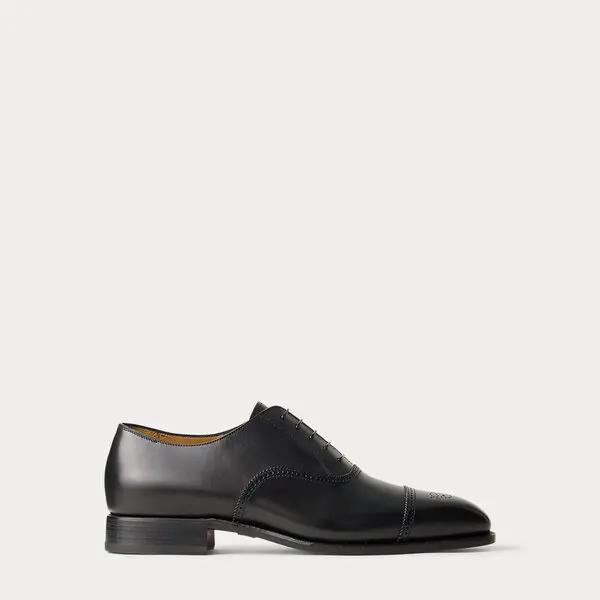 Ralph Lauren Denver Calfskin Cap-toe Shoe - Black