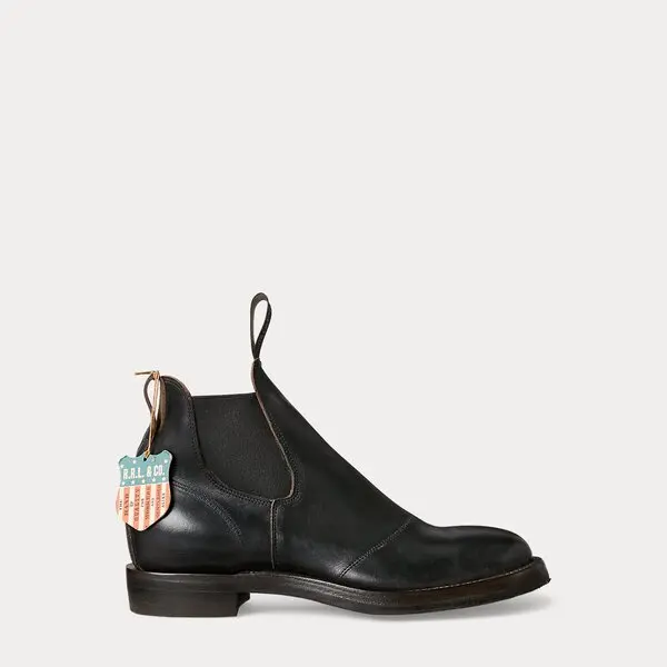 Ralph Lauren Hand-burnished Leather Chelsea Boot - Black