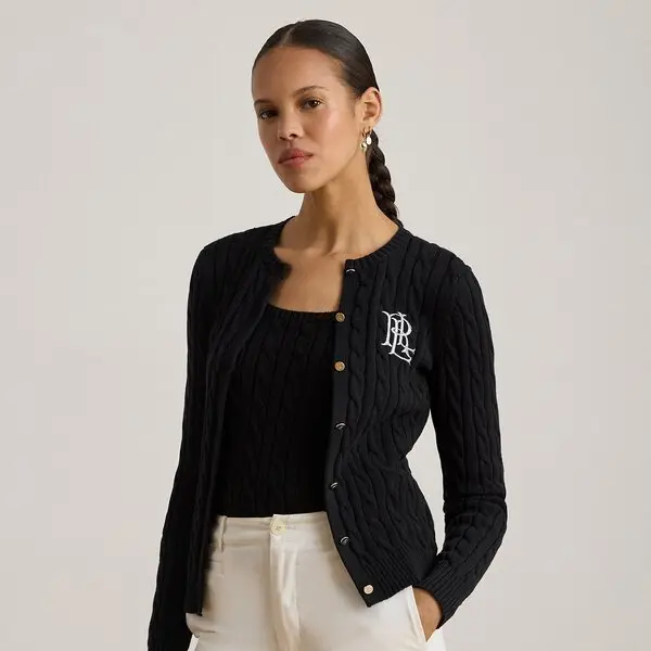 Ralph Lauren Cable-knit Cotton Cardigan - Black