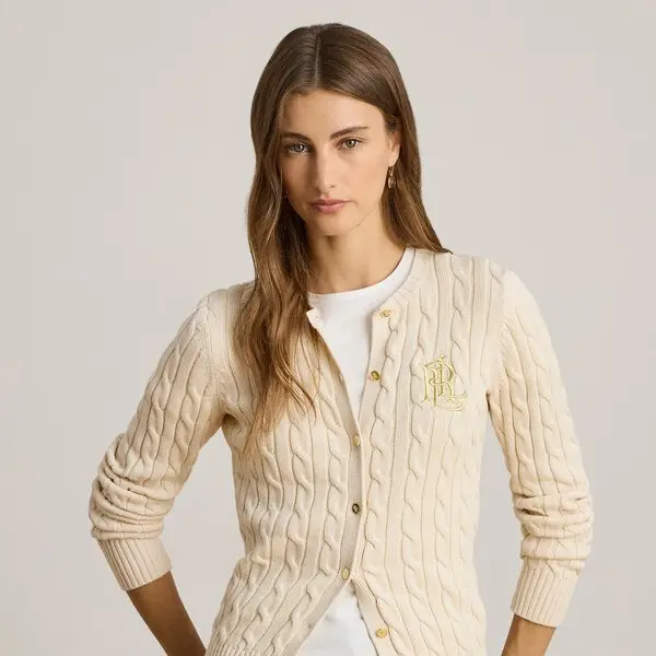 Ralph Lauren Cable-knit Cotton Cardigan - Mascarpone Cream