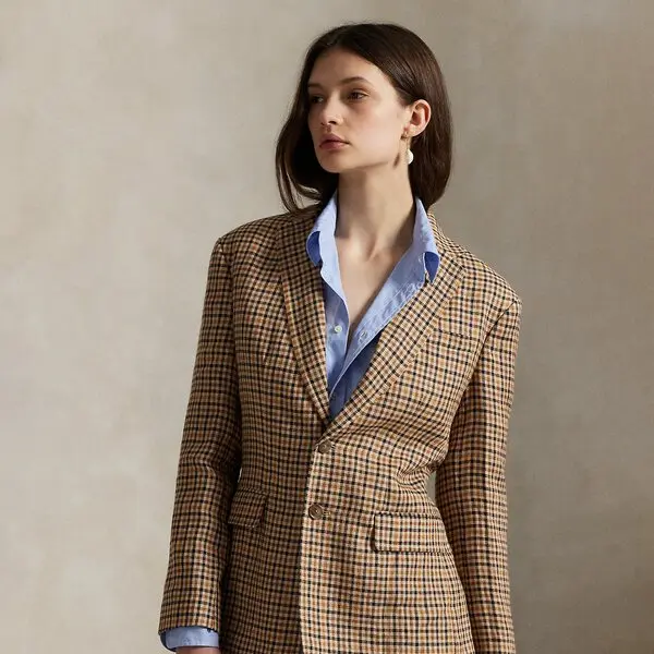 Ralph Lauren Single-breasted Plaid Tweed Blazer - Country Plaid