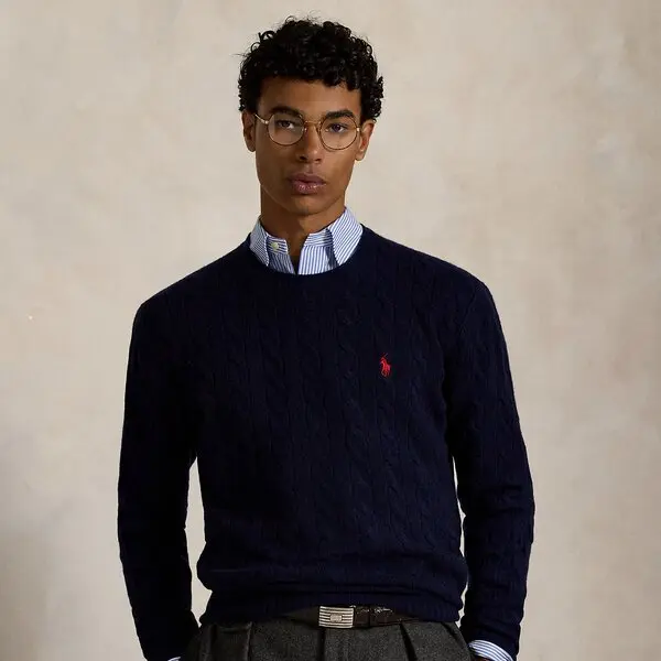 Ralph Lauren Cable-knit Wool-cashmere Sweater - Hunter Navy