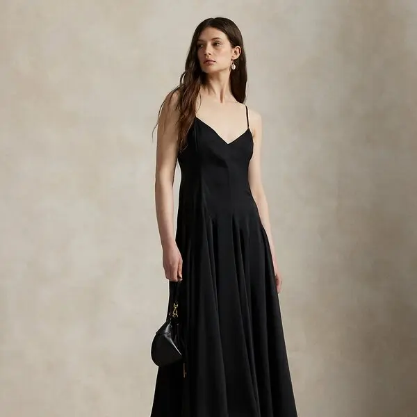 Ralph Lauren Paneled Satin Dress - Polo Black