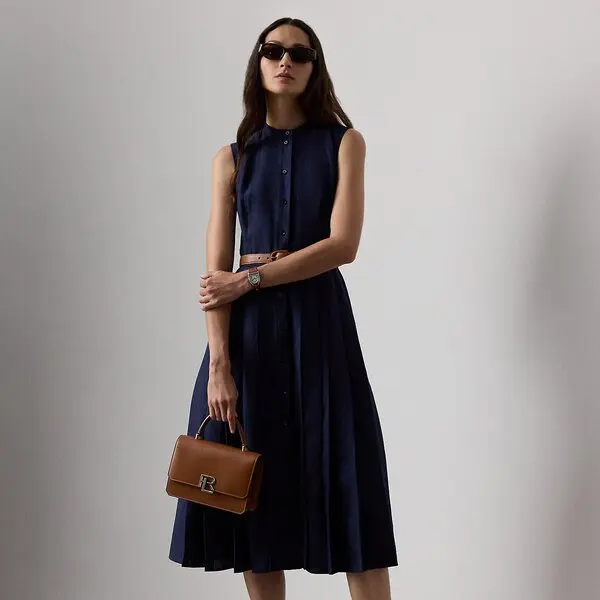 Ralph Lauren Kennedi Linen Sleeveless Day Dress - Lux Navy