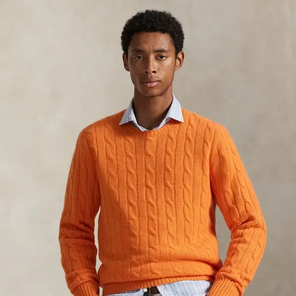 Ralph Lauren Cable-knit Cashmere Sweater - Lantana Orange