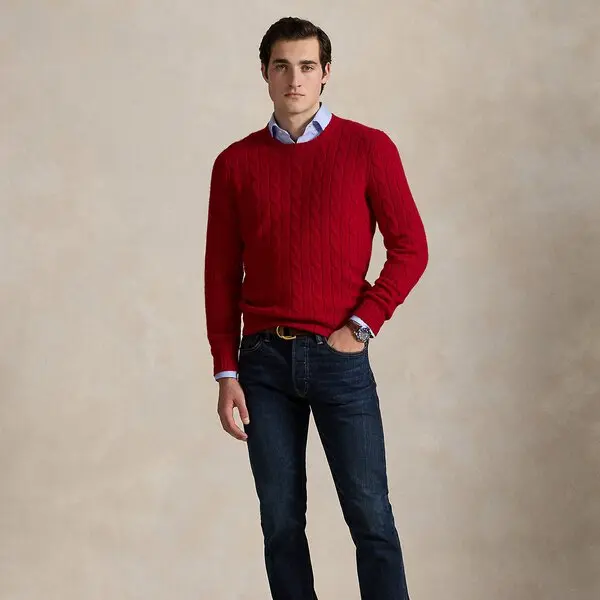 Ralph Lauren Cable-knit Cashmere Sweater - Park Ave Red