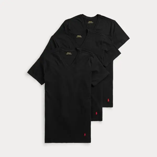Ralph Lauren Classic Wicking V-neck Undershirt 3-pack - Black