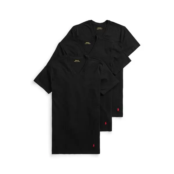 Ralph Lauren Classic Wicking V-neck Undershirt 3-pack - Black