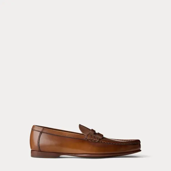 Ralph Lauren Chalmers Burnished Calfskin Penny Loafer - Tan