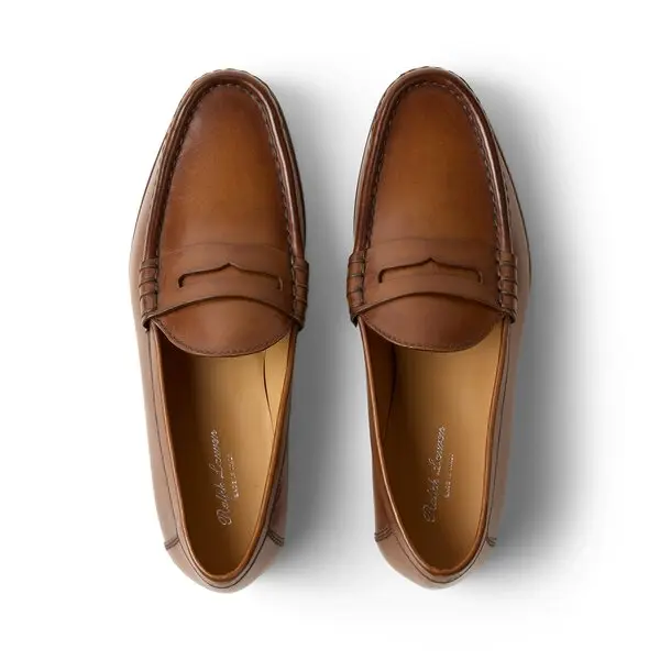 Ralph Lauren Chalmers Burnished Calfskin Penny Loafer - Tan