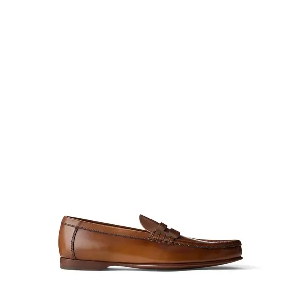 Ralph Lauren Chalmers Burnished Calfskin Penny Loafer - Tan