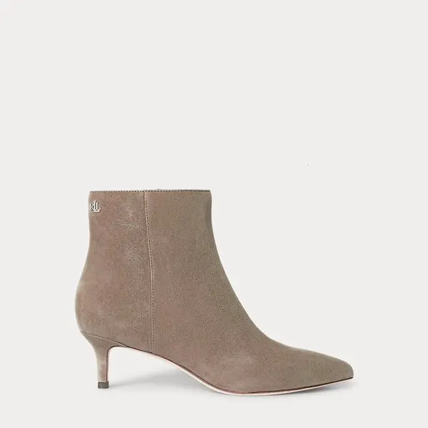 Ralph Lauren Mckay Suede Bootie Heel - Taupe Brown