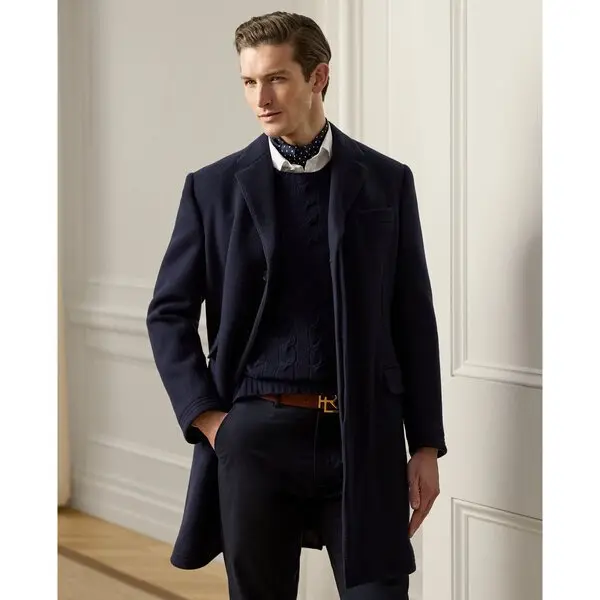Ralph Lauren Kent Hand-tailored Wool-blend Topcoat - Navy