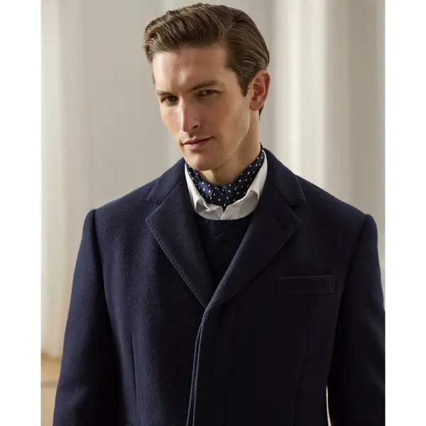 Ralph Lauren Kent Hand-tailored Wool-blend Topcoat - Navy