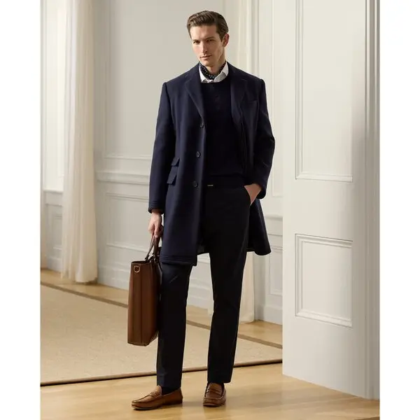Ralph Lauren Kent Hand-tailored Wool-blend Topcoat - Navy
