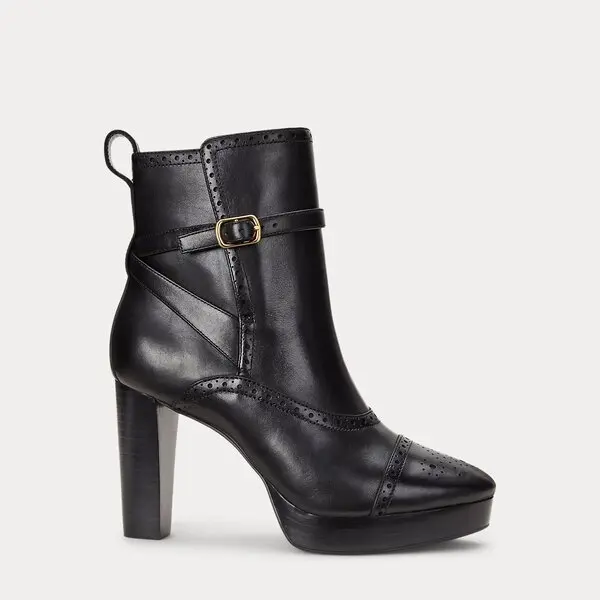 Ralph Lauren Mckinsey Burnished Leather Bootie - Black