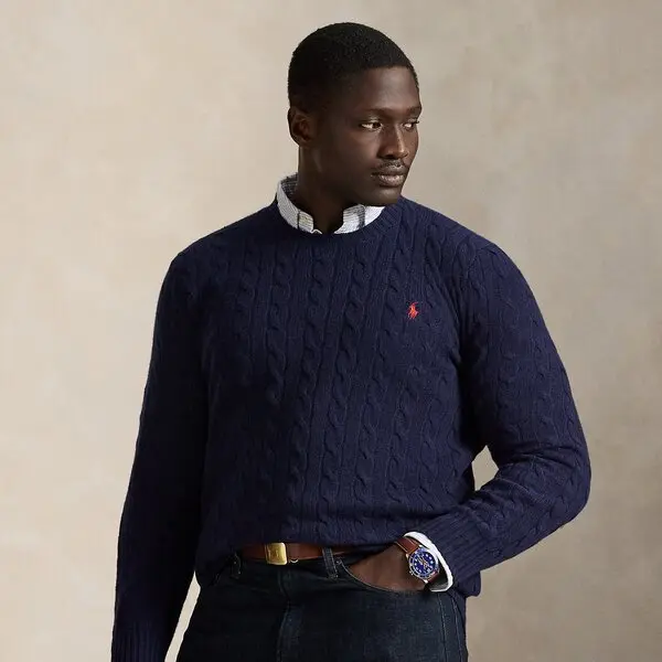 Ralph Lauren Cable-knit Wool-cashmere Sweater - Hunter Navy
